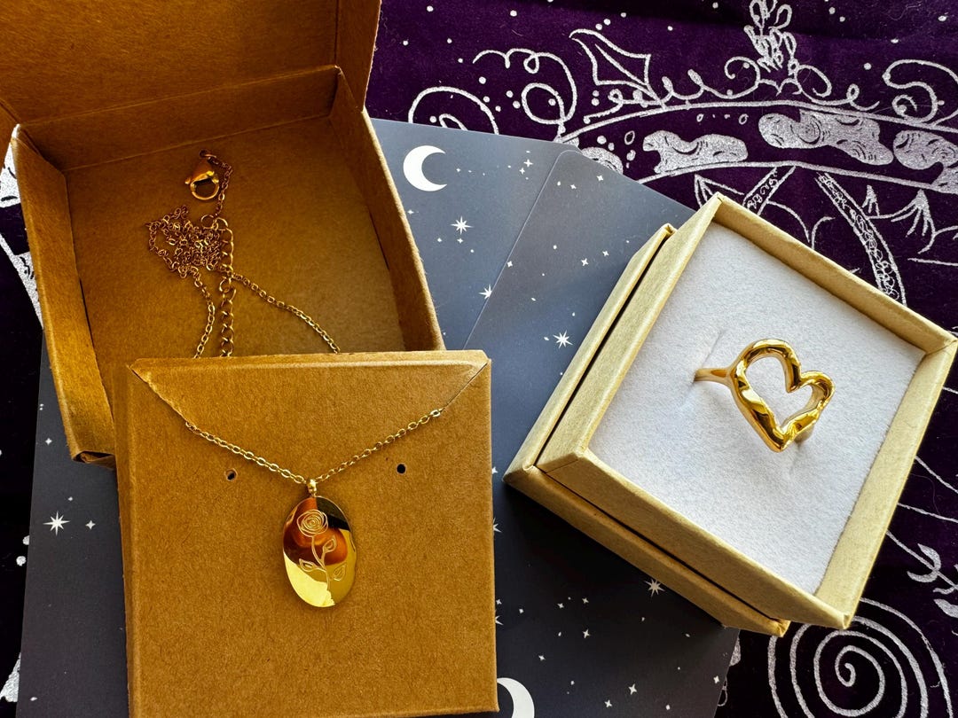 June Rose Honeysuckle Birth Month Flower Necklace Gold Plated Stainless ...