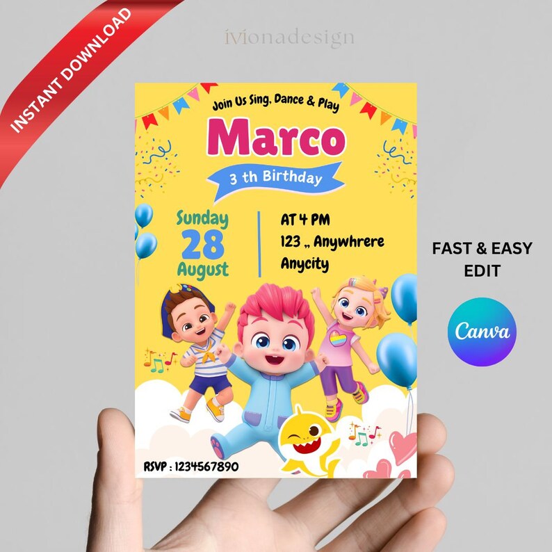 Bebefinn Birthday Invitation Birthday Bebe Fin Invite Templates for Boy ...