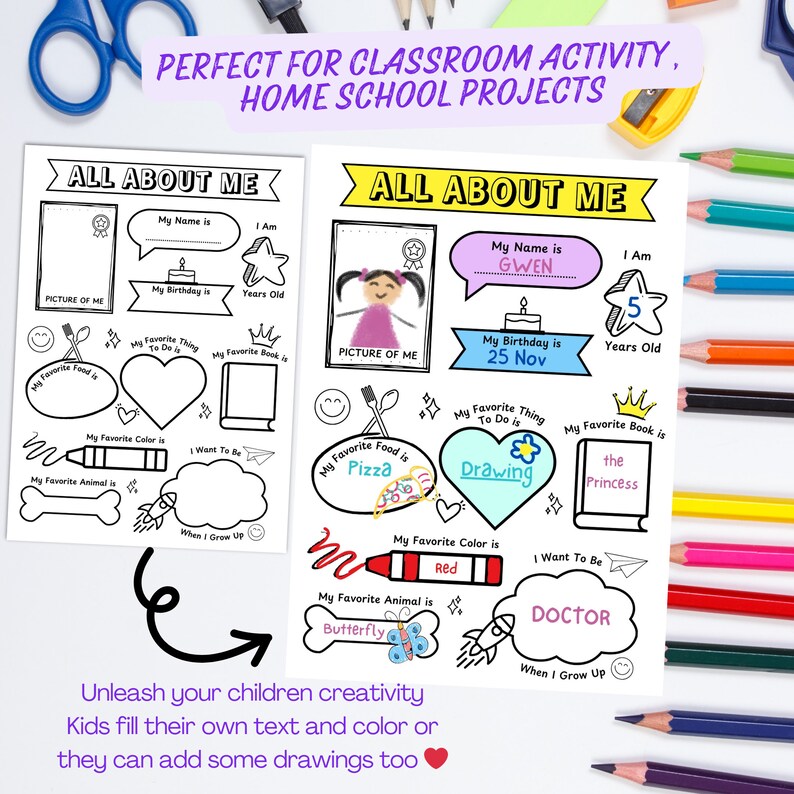 All About Me Printable for Students All About Me Poster Activity for ...