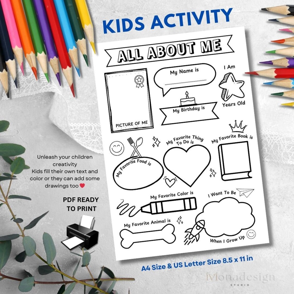 All About Me Printable for Students All About Me Poster Activity for ...