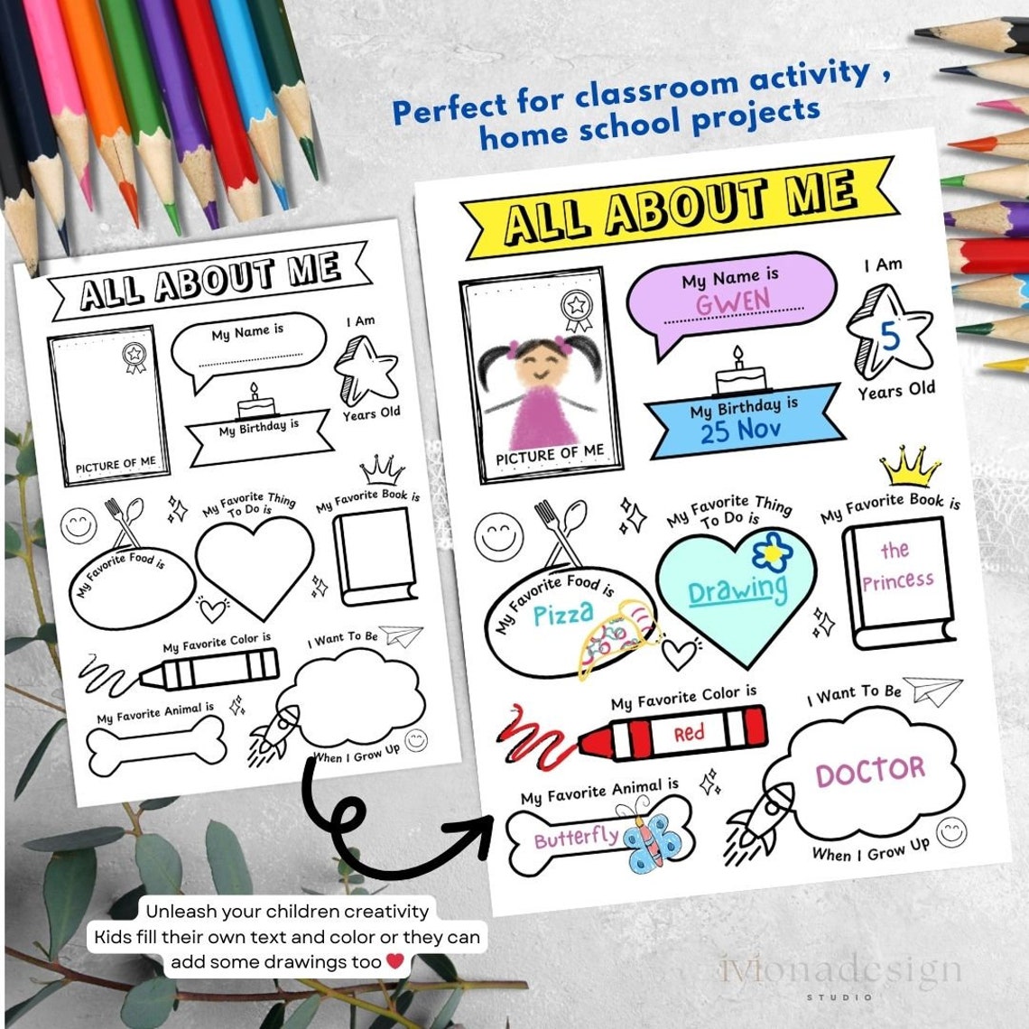 All About Me Printable for Students All About Me Poster Activity for ...