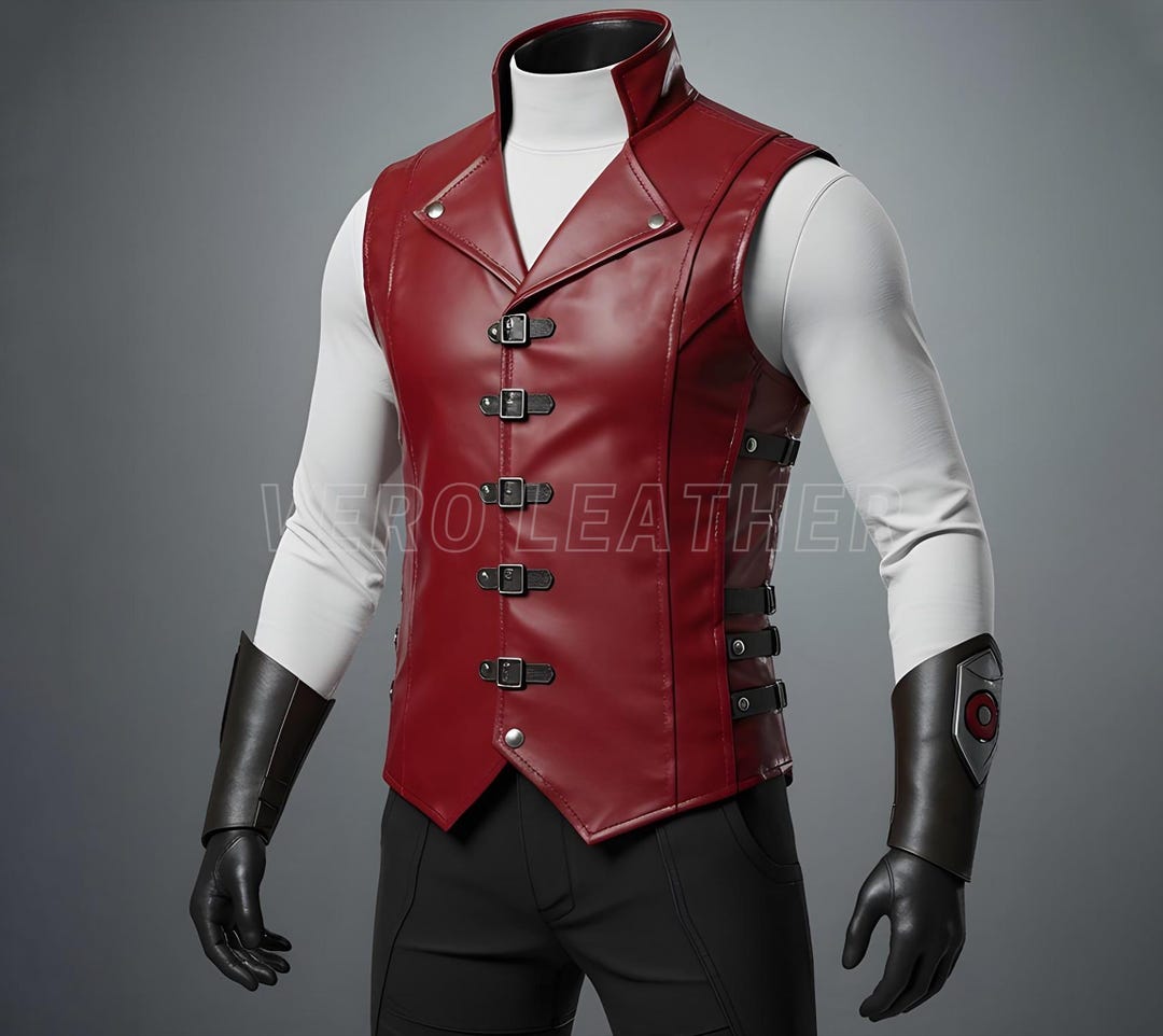 Red Leather Vest for Men: Handmade Gladiator Style - Etsy