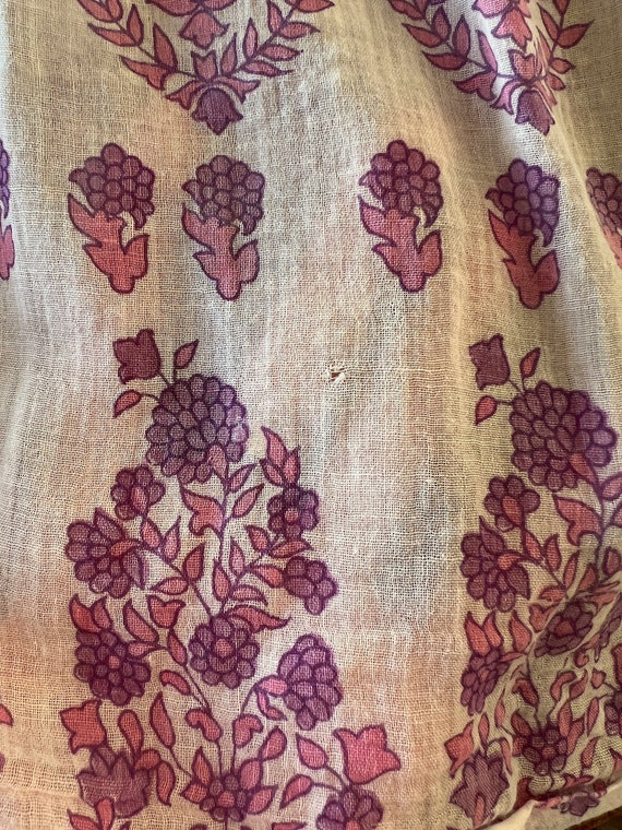 70s Indian lavender block print cotton gauze blouse - Gem