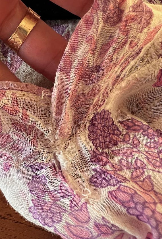 70s Indian lavender block print cotton gauze blouse - Gem