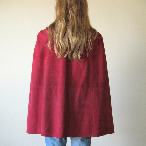 1970s red suede and leather cape - Gem