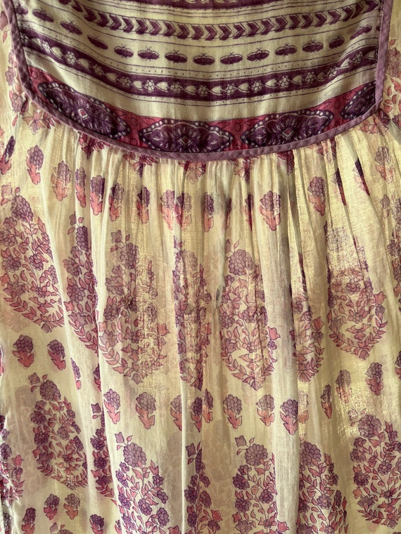 70s Indian lavender block print cotton gauze blouse - Gem