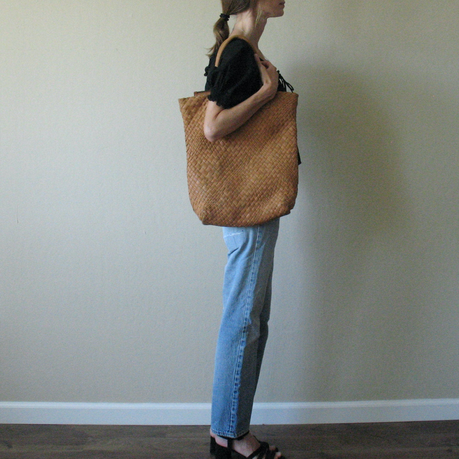 Falor Italia Woven Leather Tote Bag - Etsy