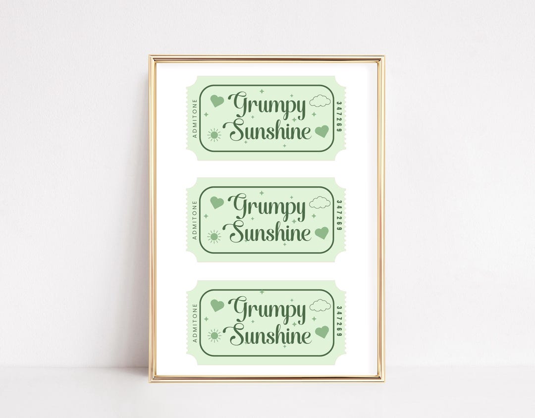 Grumpy Sunshine Book Trope Poster: Romance Novel Art (digital Download ...