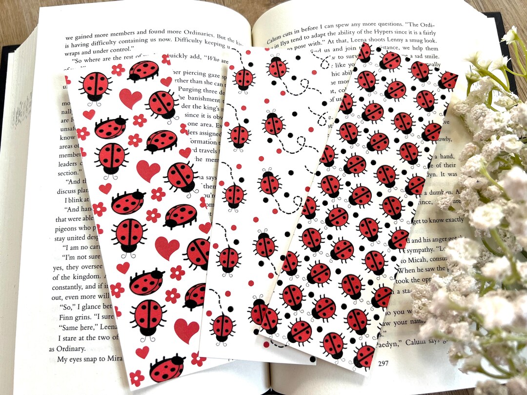 Ladybug Delight Bookmarks Ladybug Bookmarks Watercolor Paper Whimsical ...