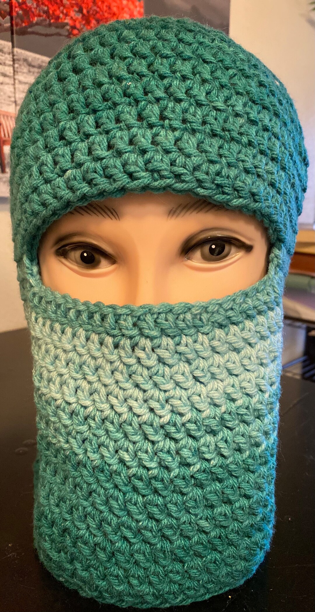 Hand Crocheted Balaclava/ski Mask. Thick and Warm!! Teal Ombre - Etsy