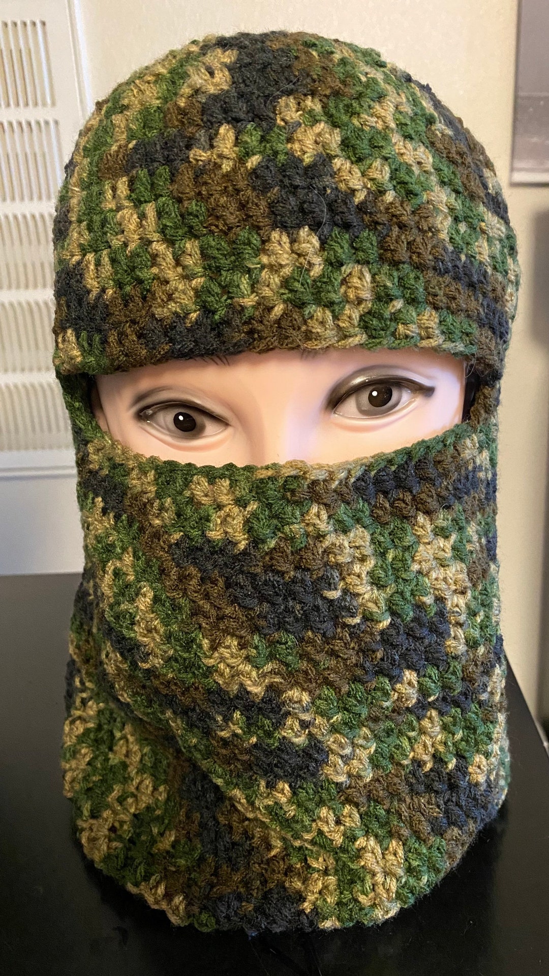 Hand Crocheted Mens Balaclava/ski Mask. Tapered Extra Long Neck! Warm ...