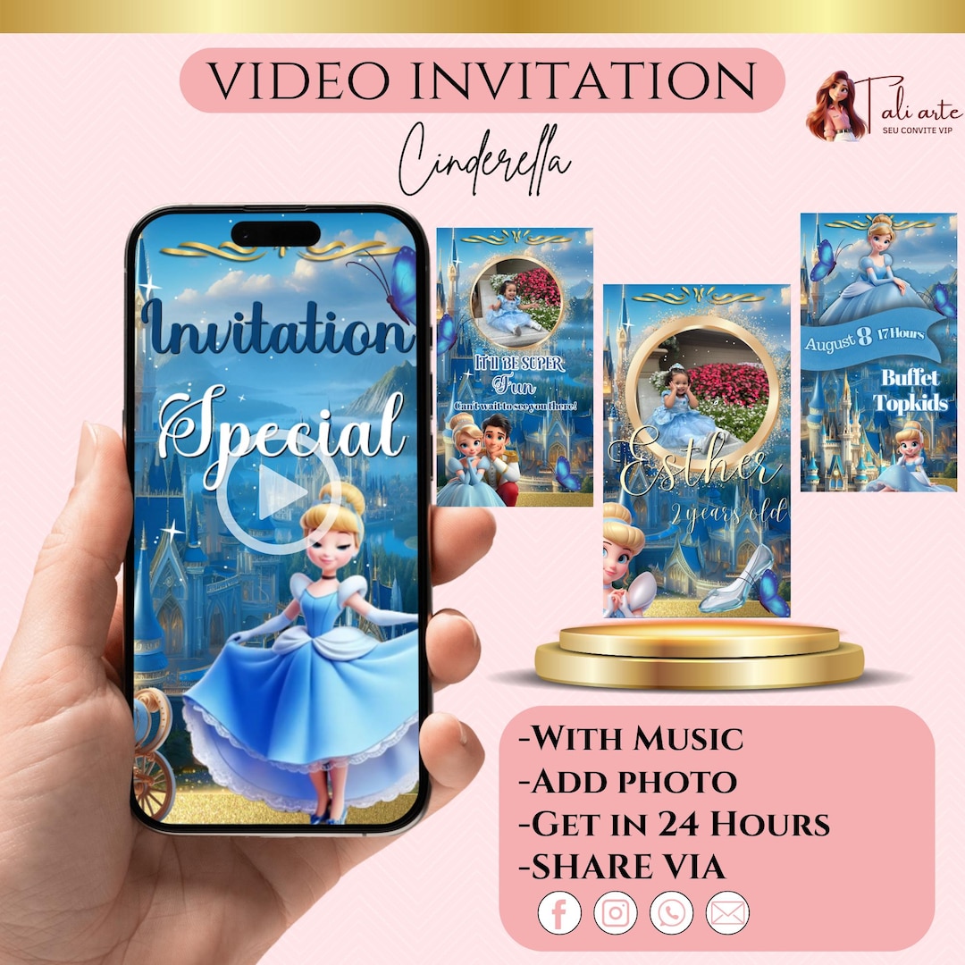 Birthday Invitation in Cinderella Video. Animated Invitation Cinderella ...