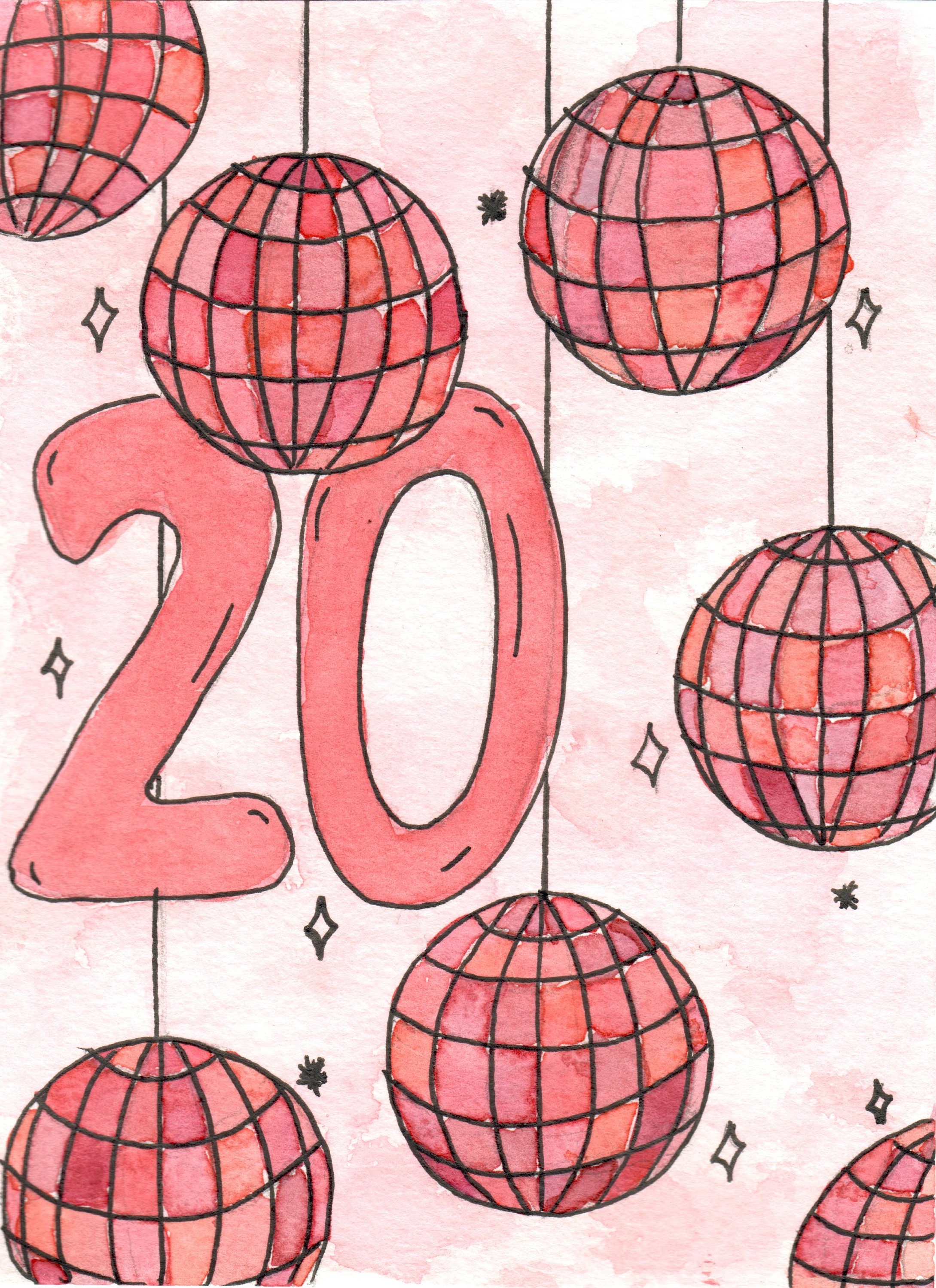 Pink 20th Birthday Card Disco - Etsy