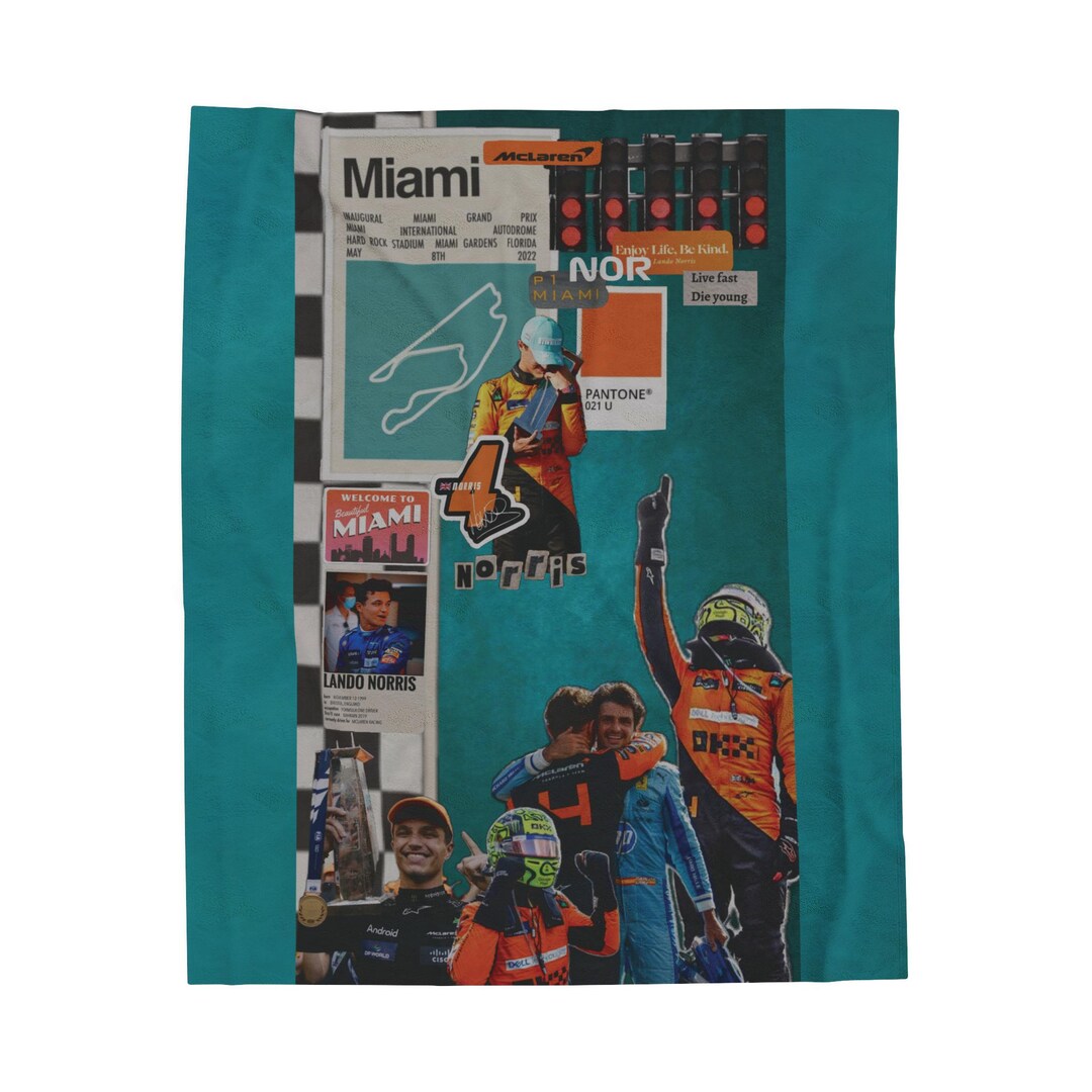 Fleece Throw Blanket, Lando Norris Collage Plush Blanket - Gift for F1 ...
