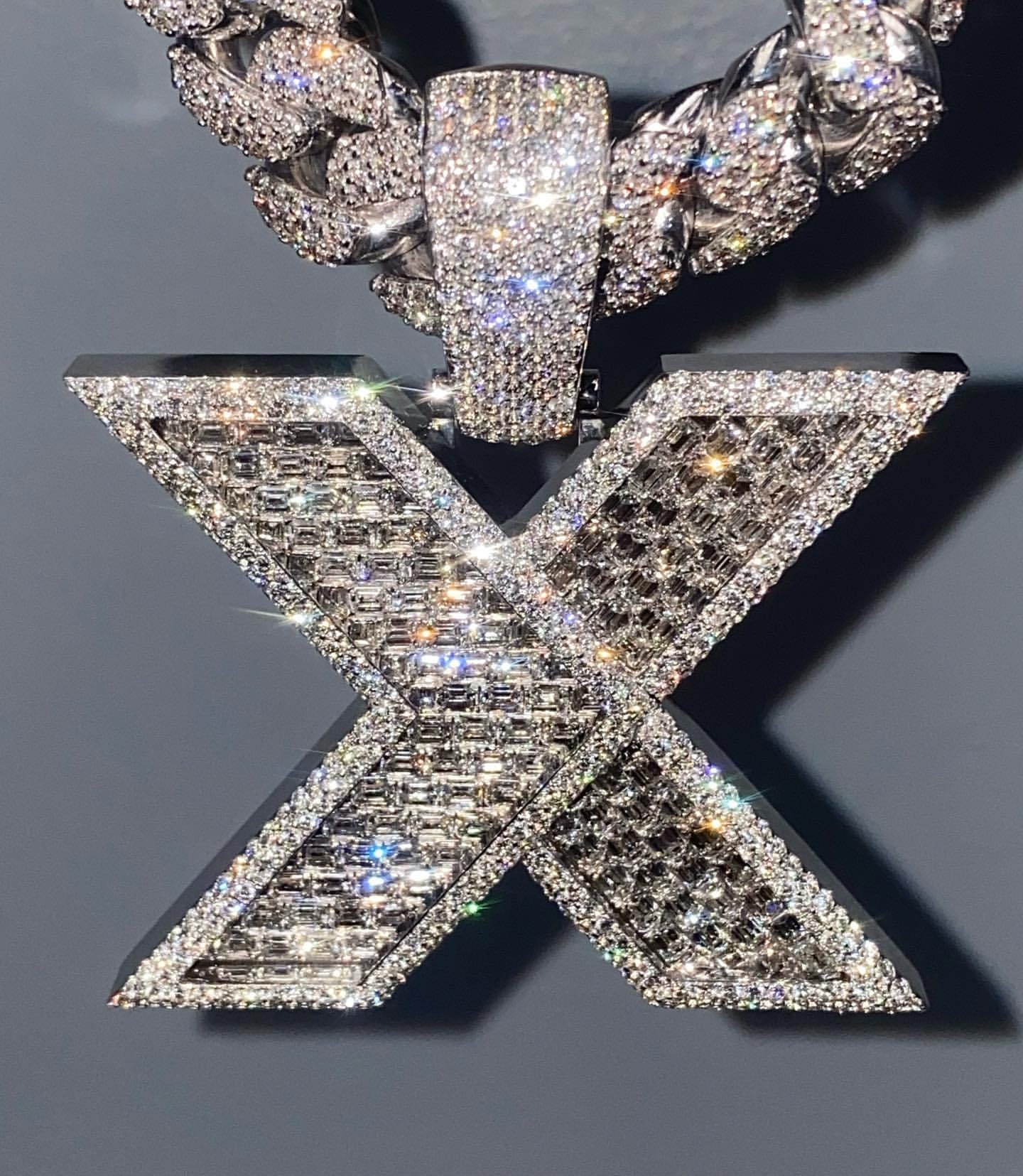 Real VVS Hand Made Hiphop X Letter Pendant / Cz/moissanite Round ...