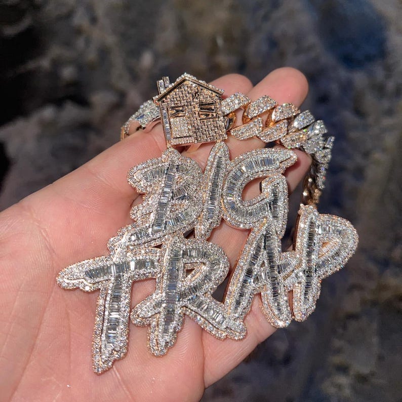Iced Out Custom Letter Big Trap Pendant | 3.5"x3.5"|house Bail|hip Hop ...