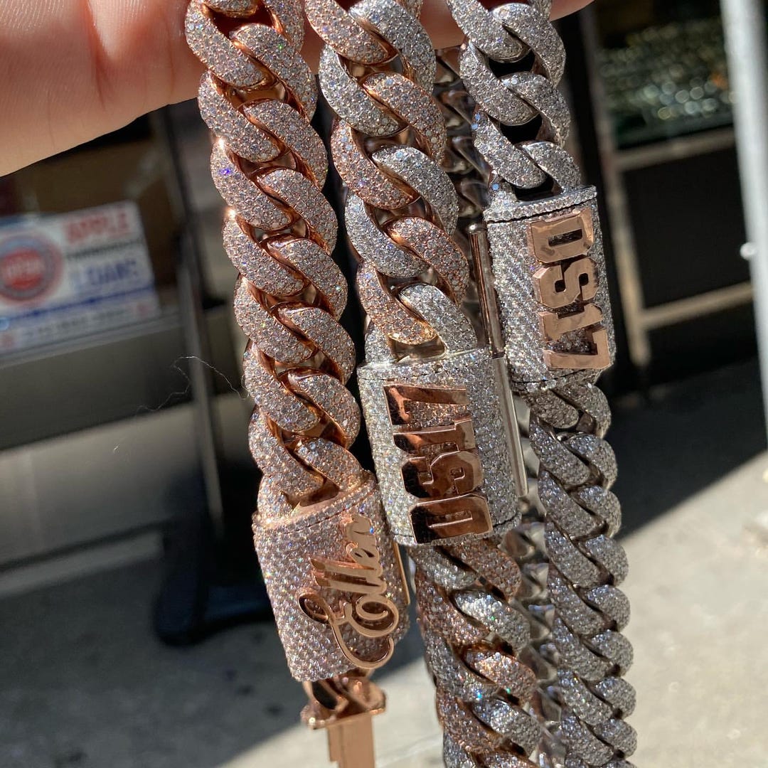 Iced Out VVS CVD Diamond 10K Real Gold 14mm Cuban Chain /iced Out Cuban ...