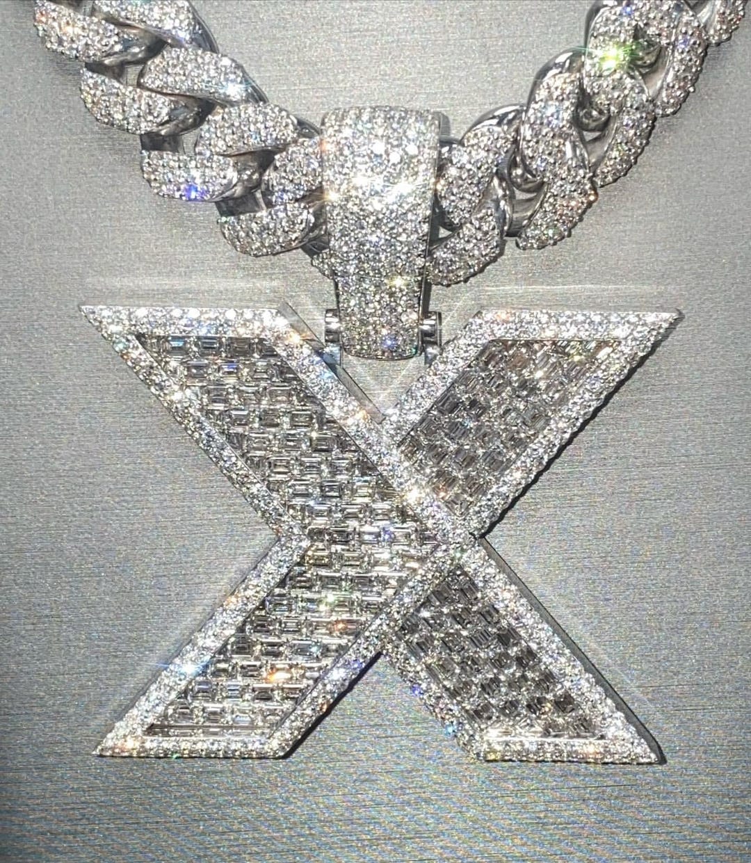 Real VVS Hand Made Hiphop X Letter Pendant / Cz/moissanite Round ...