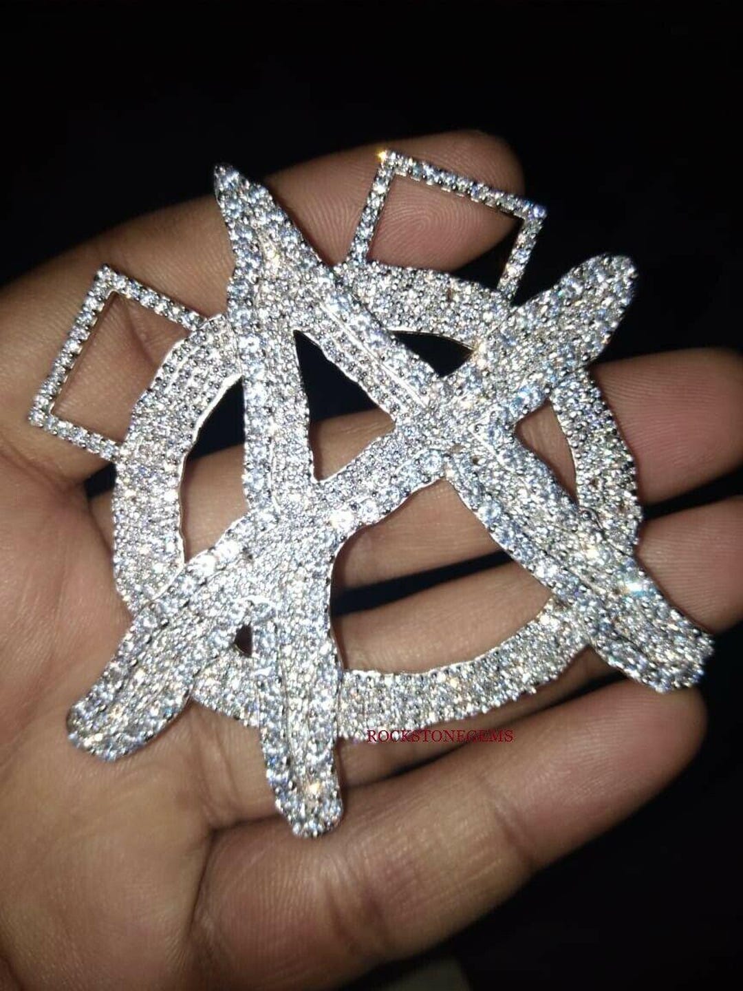Iced Out VVS Moissanite Logo Pendant /iced Out Pendant/hiphop Pendant ...