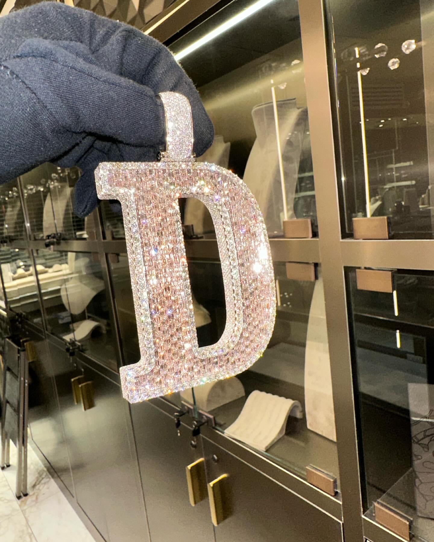 Iced Out VVS Moissanite D Letter Pendant /iced Out Custom Pendant ...