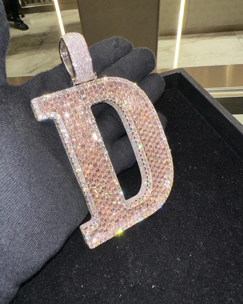 Iced Out VVS Moissanite D Letter Pendant /iced Out Custom Pendant ...