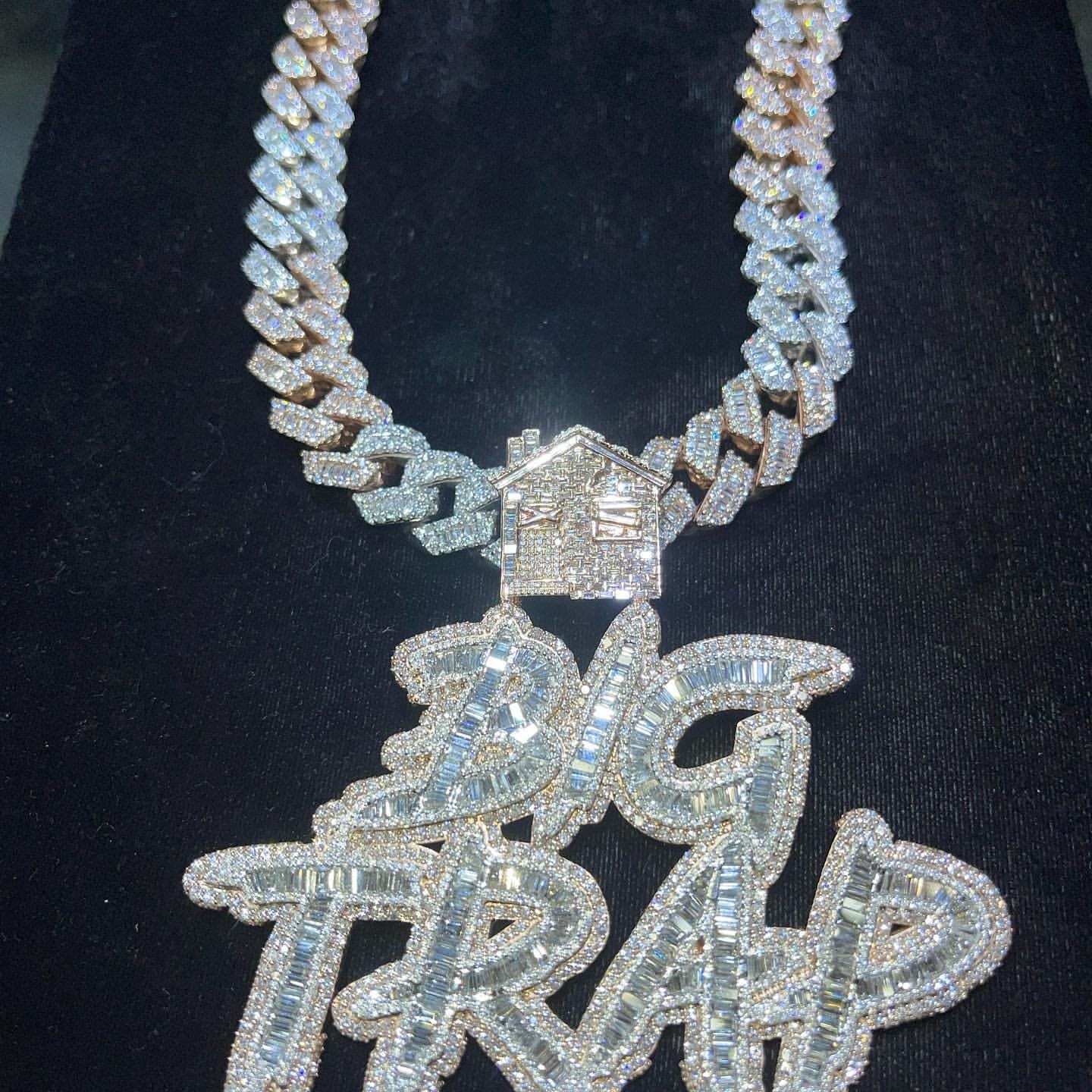 Iced Out Custom Letter Big Trap Pendant | 3.5"x3.5"|house Bail|hip Hop ...