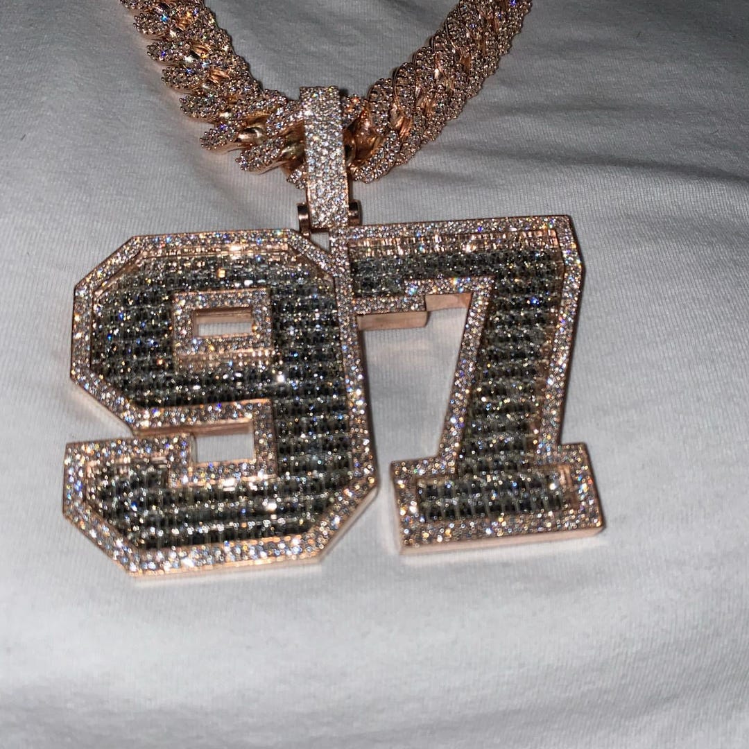 Real VVS Hand Made Hiphop 97 Number Letter Pendant / Cz/moissanite ...