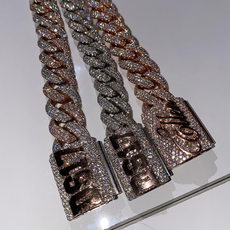 Iced Out VVS CVD Diamond 10K Real Gold 14mm Cuban Chain /iced Out Cuban ...