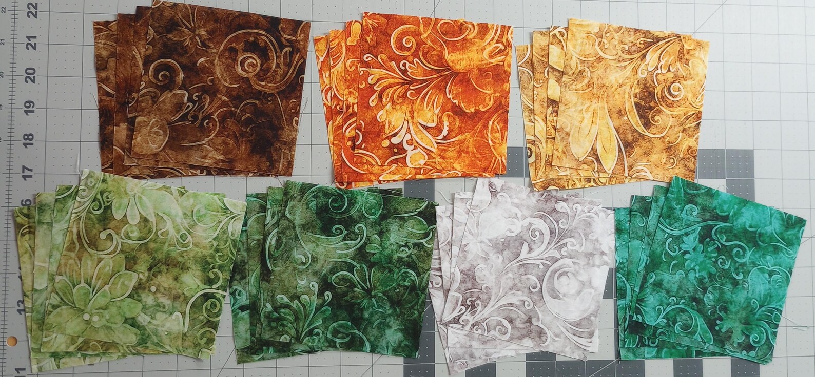 5" Die Cut Floral and Vines Fabric Charms Pack in Digitally Printed ...