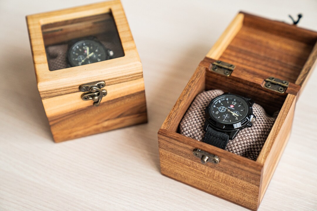 Watch Display With Glass Lid, Minimalist Watch Storage Case, Elegant ...