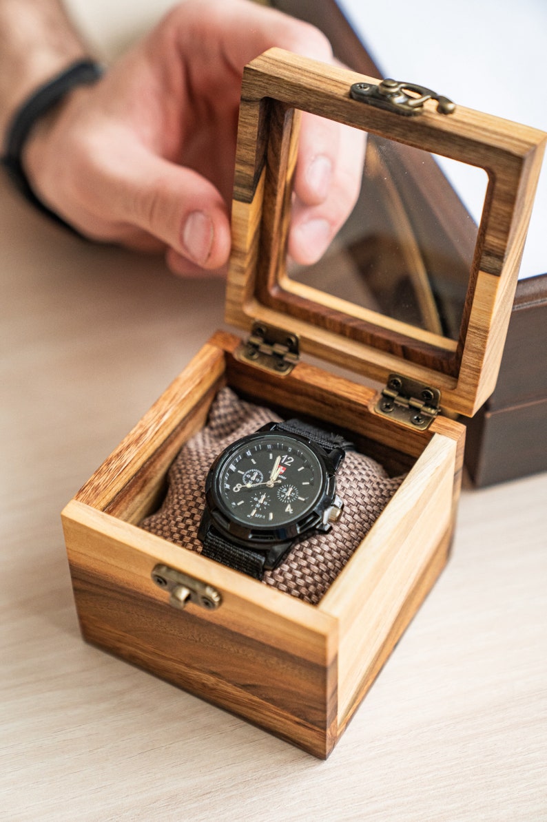 Watch Display With Glass Lid, Minimalist Watch Storage Case, Elegant ...