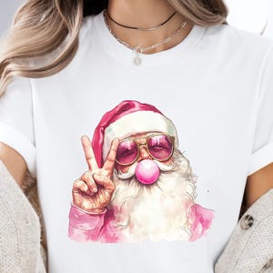 Cute Santa Shirt, Pink Santa Christmas Sweatshirt, Merry Christmas ...