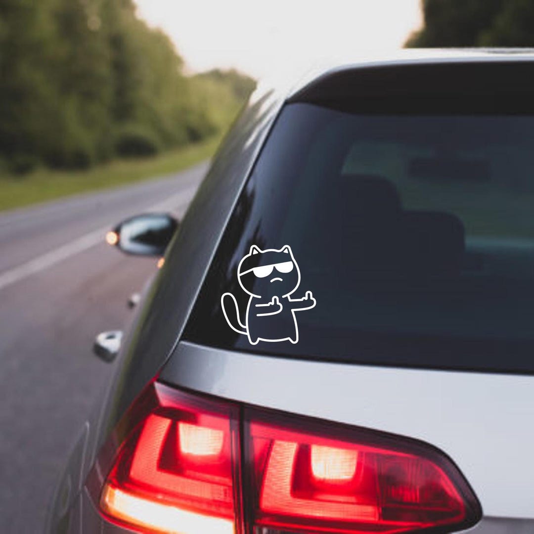 Cool Cat Finger Decal, Vinyl Decal, Custom Made Vinyl, Car Accessories ...