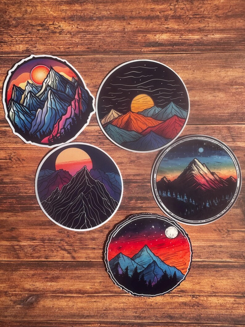 Mountain Sticker Pack - Includes All 5 Waterproof Stickers - Etsy
