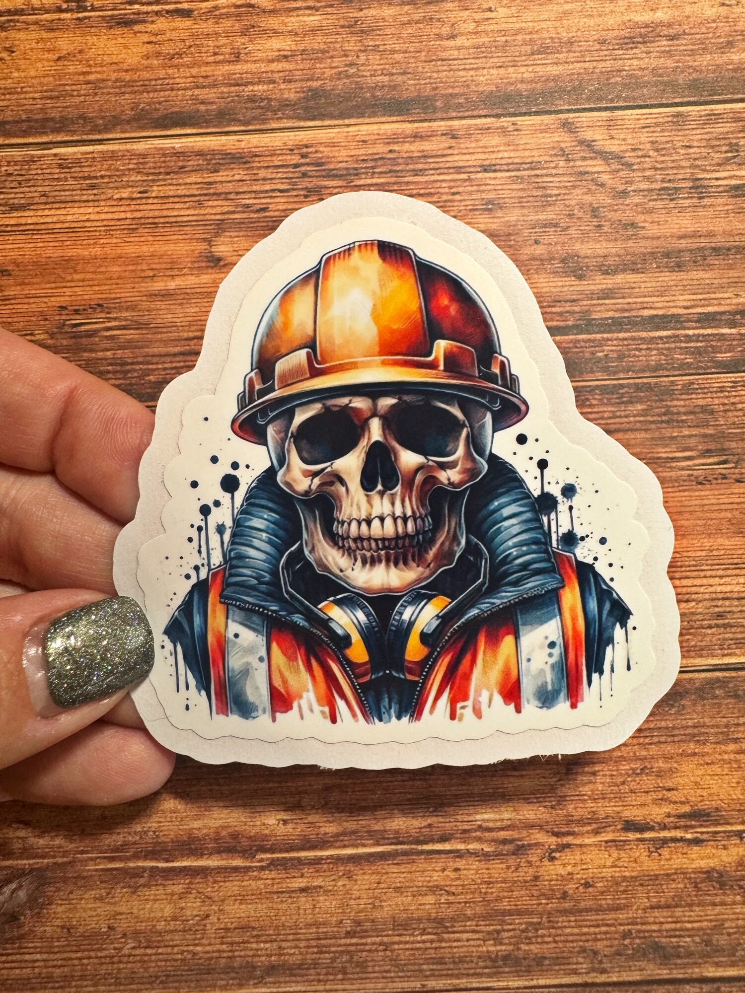 Skeleton Construction Worker Sticker: Waterproof Hard Hat Sticker - Etsy