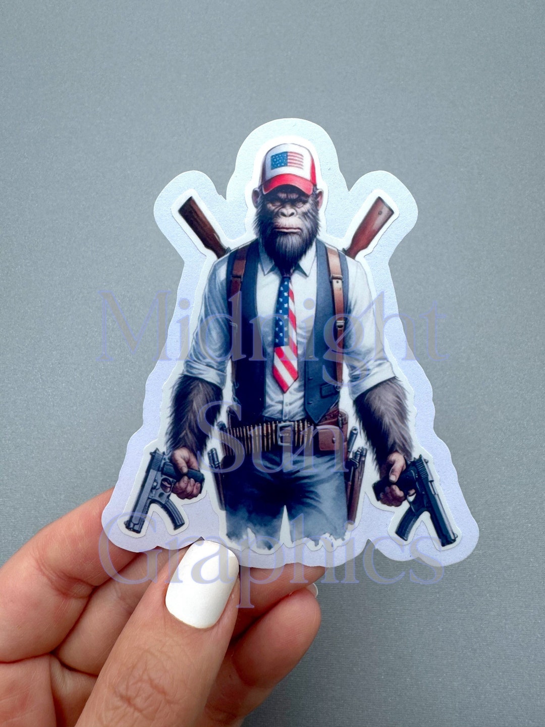 American Pride Bigfoot Sticker for Gun Lovers, USA Bigfoot Sticker ...