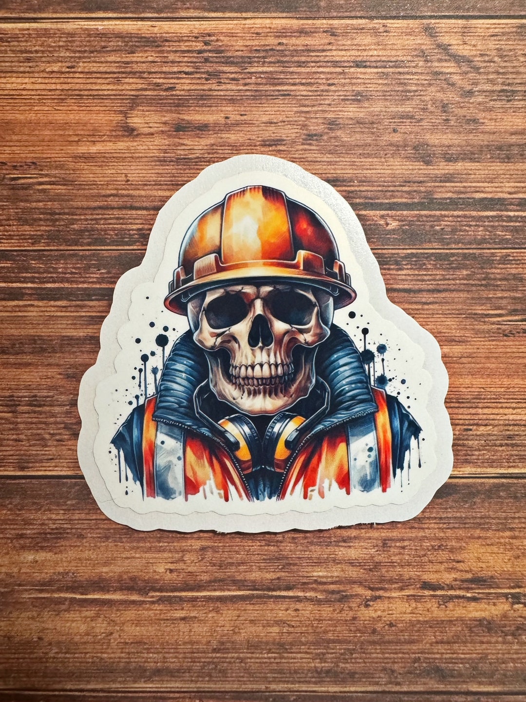 Skeleton Construction Worker Sticker: Waterproof Hard Hat Sticker - Etsy