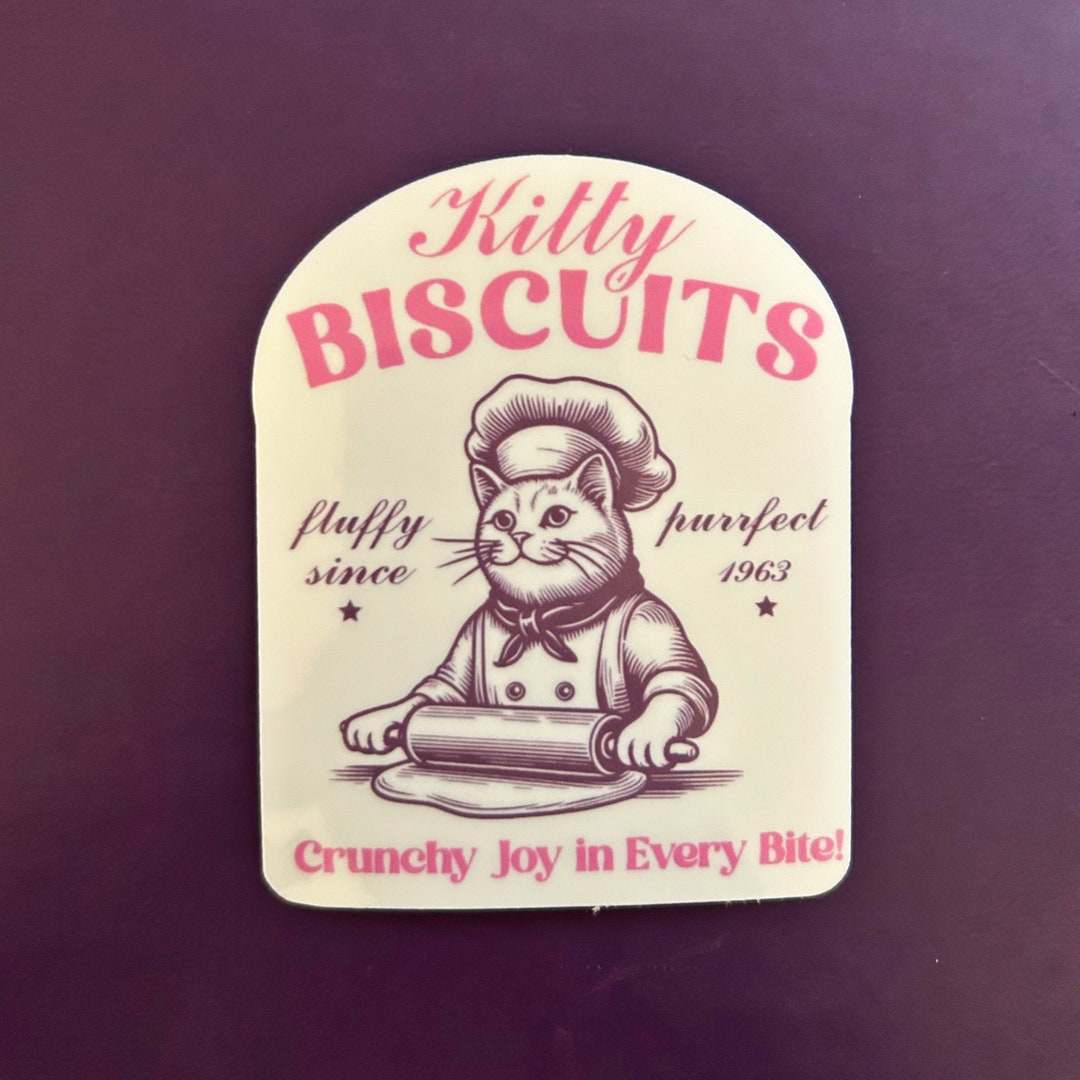 Kitty Biscuits Cat Sticker: Funny Waterproof Vinyl Sticker - Etsy