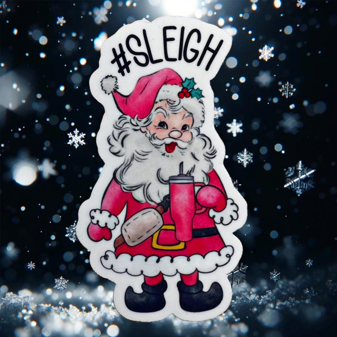 Sleigh Santa Sticker, Christmas Sticker, Water Bottle Sticker - Etsy