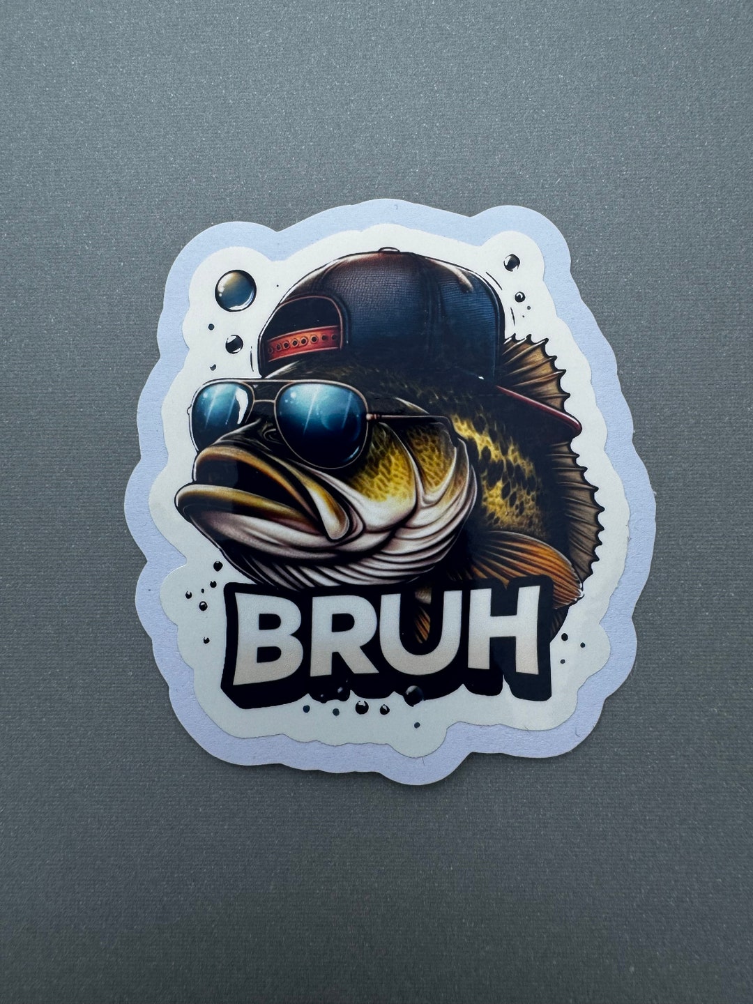 Funny Bass Fish BRUH Sticker - Waterproof Fishing Stickers - Etsy