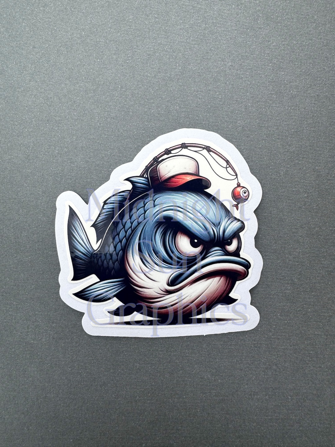 Cranky angler Fish Sticker, Funny Sticker, Fish Sticker, Cute Sticker ...
