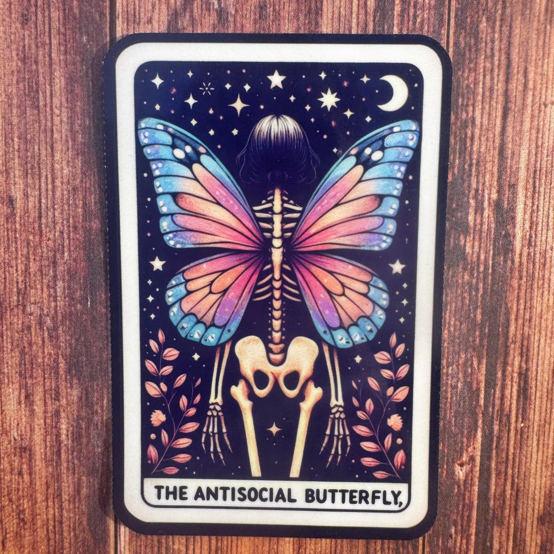 The Anti-social Butterfly Tarot Card Waterproof Sticker | Tarot Card ...