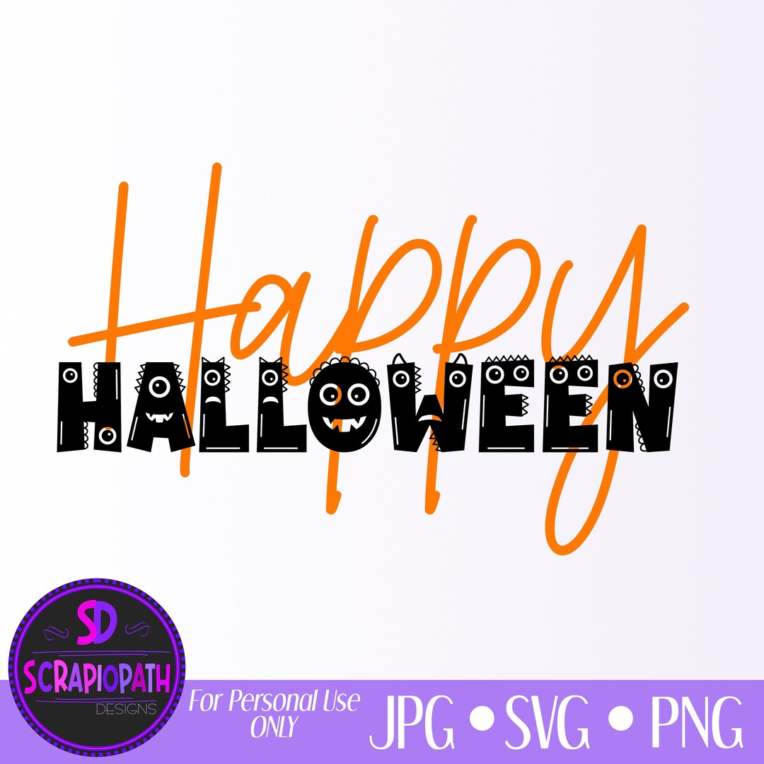 Happy Orange Halloween Cute Monster Font Digital SVG Cut File for ...