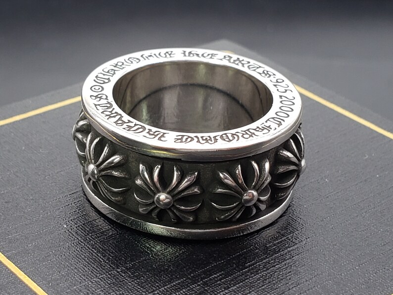 Chrome Hearts Retro Rotatable Cross Flower Ring - Etsy