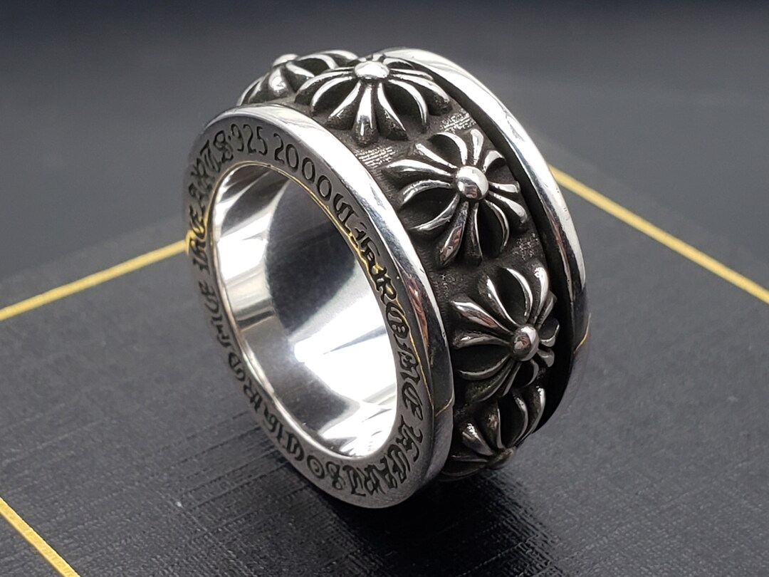 Chrome Hearts Retro Rotatable Cross Flower Ring - Etsy