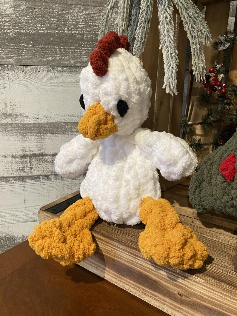 Chunky Knit Chicken Stuffy: Finger Knit Plush Toy - Etsy