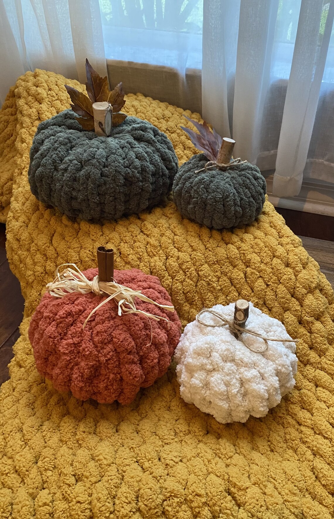 Chunky Knit Pumpkin Assorted Sizes, Seasonal Pumpkins, Adorable Fall ...