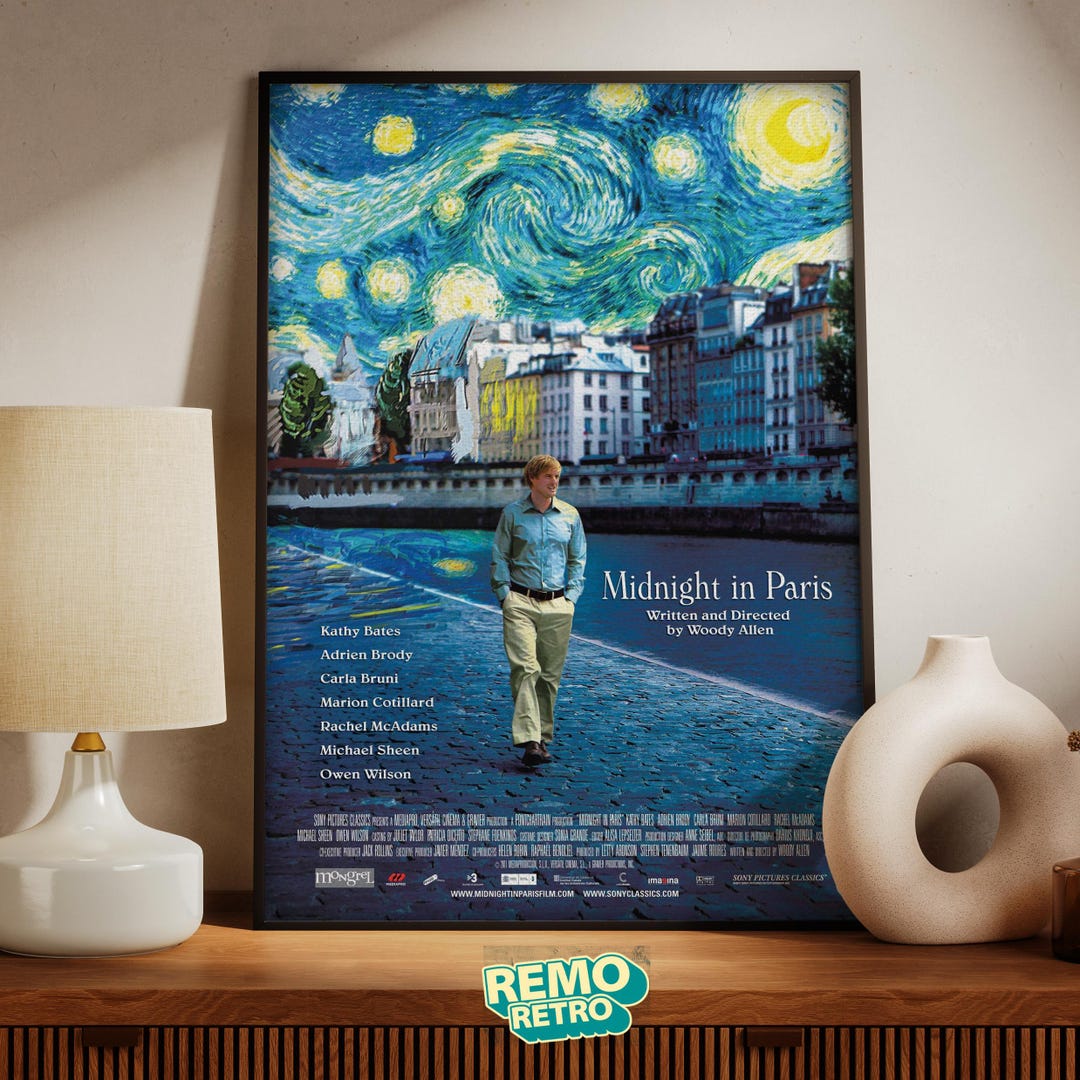 Midnight in Paris Poster Wall Art Wall Prints Home Decor Canvas Print Gift Poster Movie Poster ...