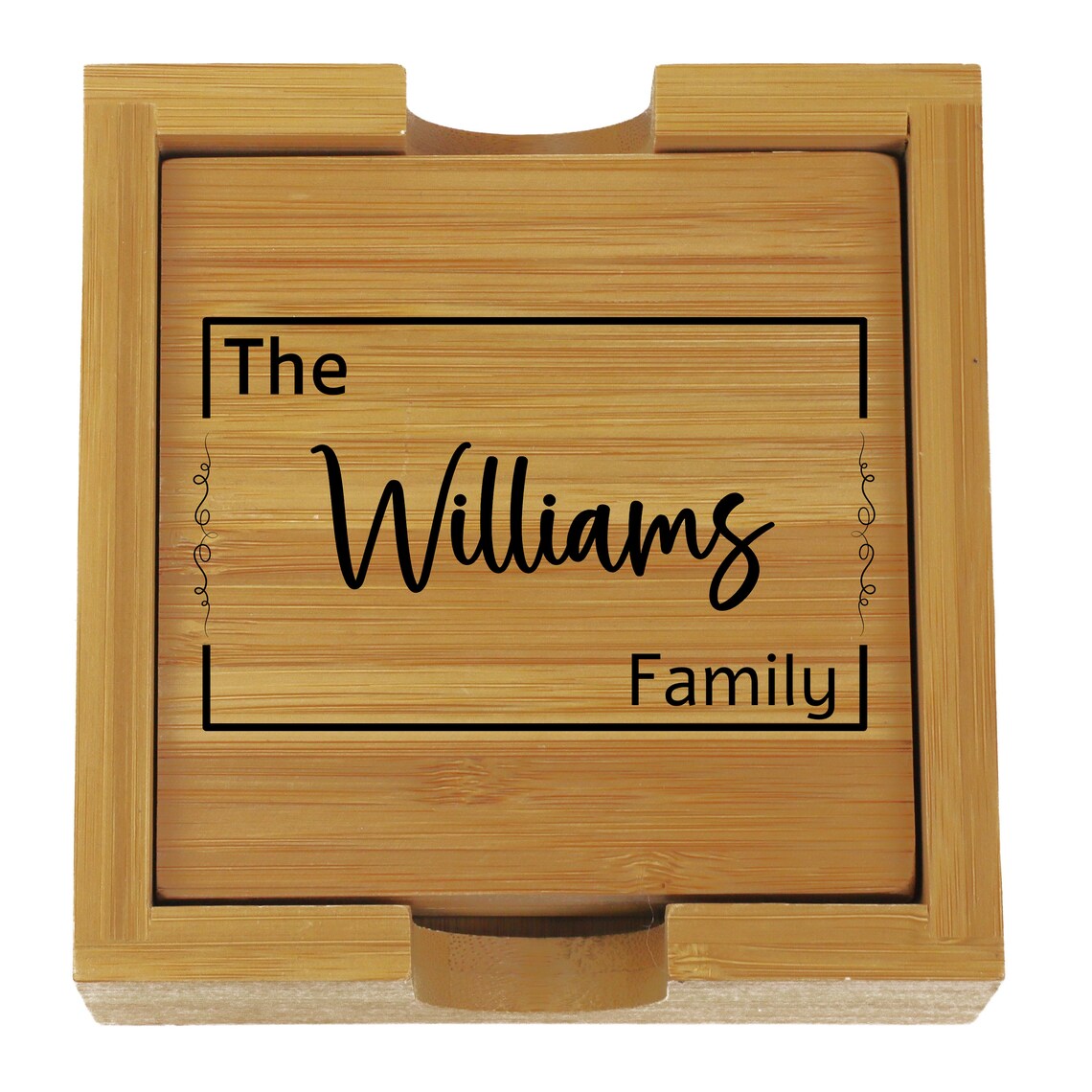Custom Bamboo Coaster Set | Housewarming Gift - Etsy
