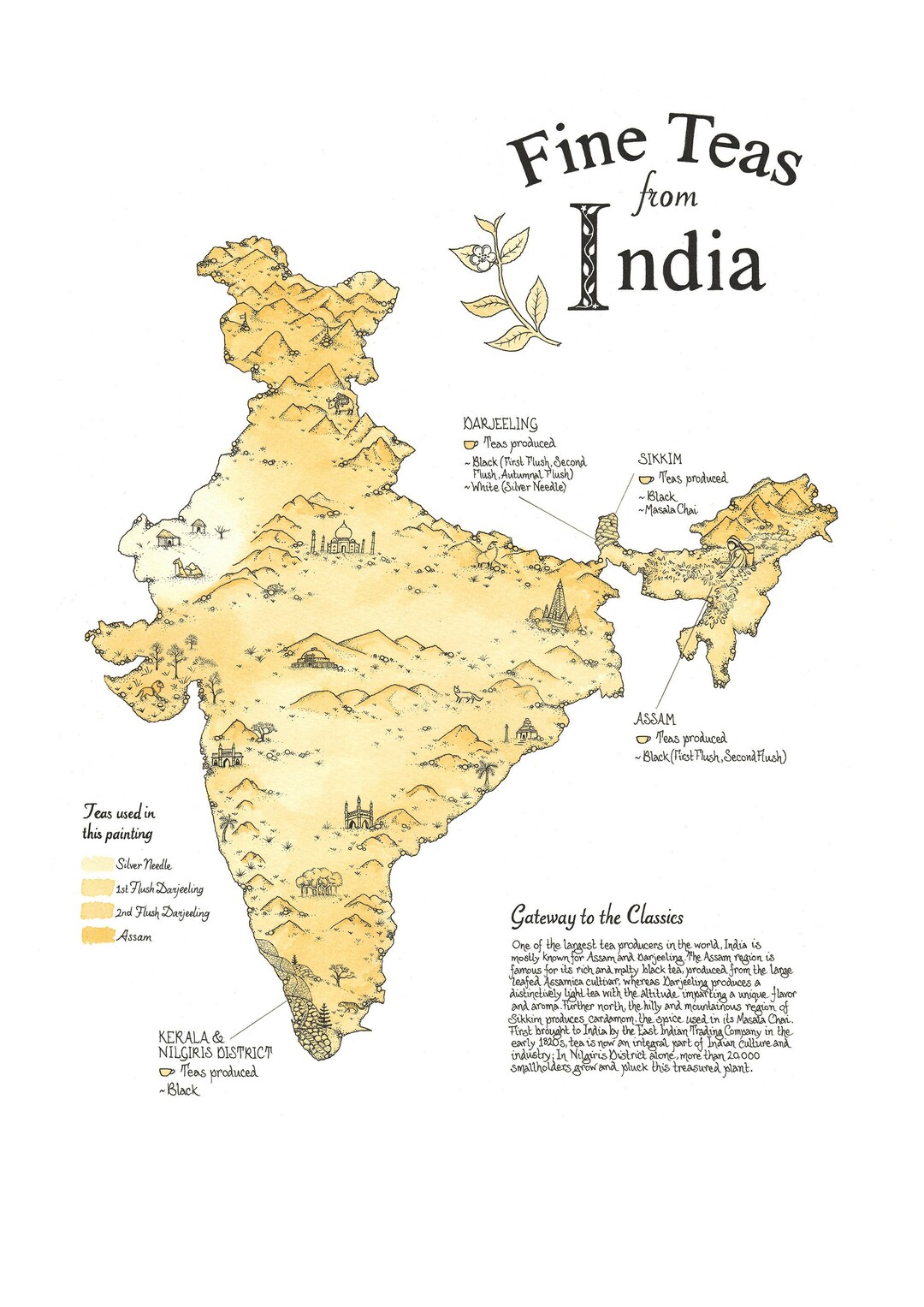 Tea Map of India - Etsy Canada